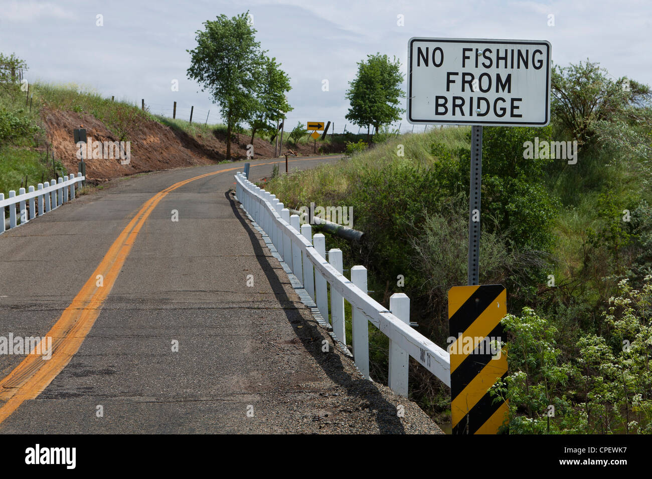 No Fishing From Bridge sign Stock Photo - Alamy