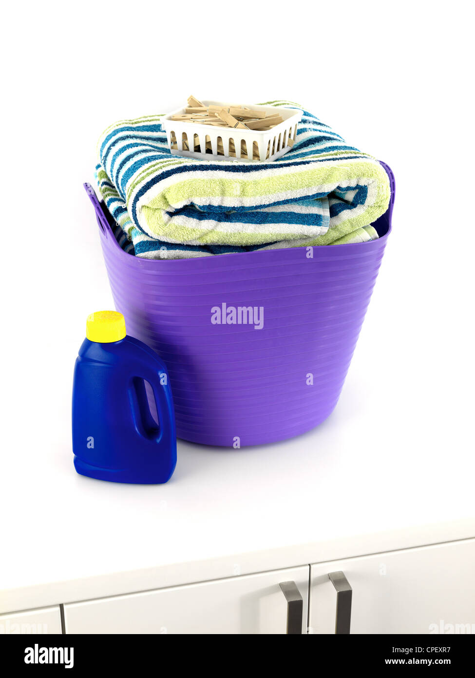 A laundry items isolated against a white background Stock Photo - Alamy
