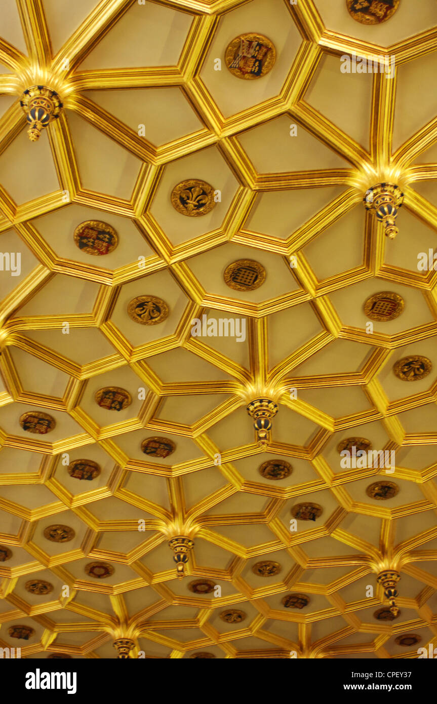 Ornate ceiling, Hampton Court Interior, London, GB Stock Photo - Alamy