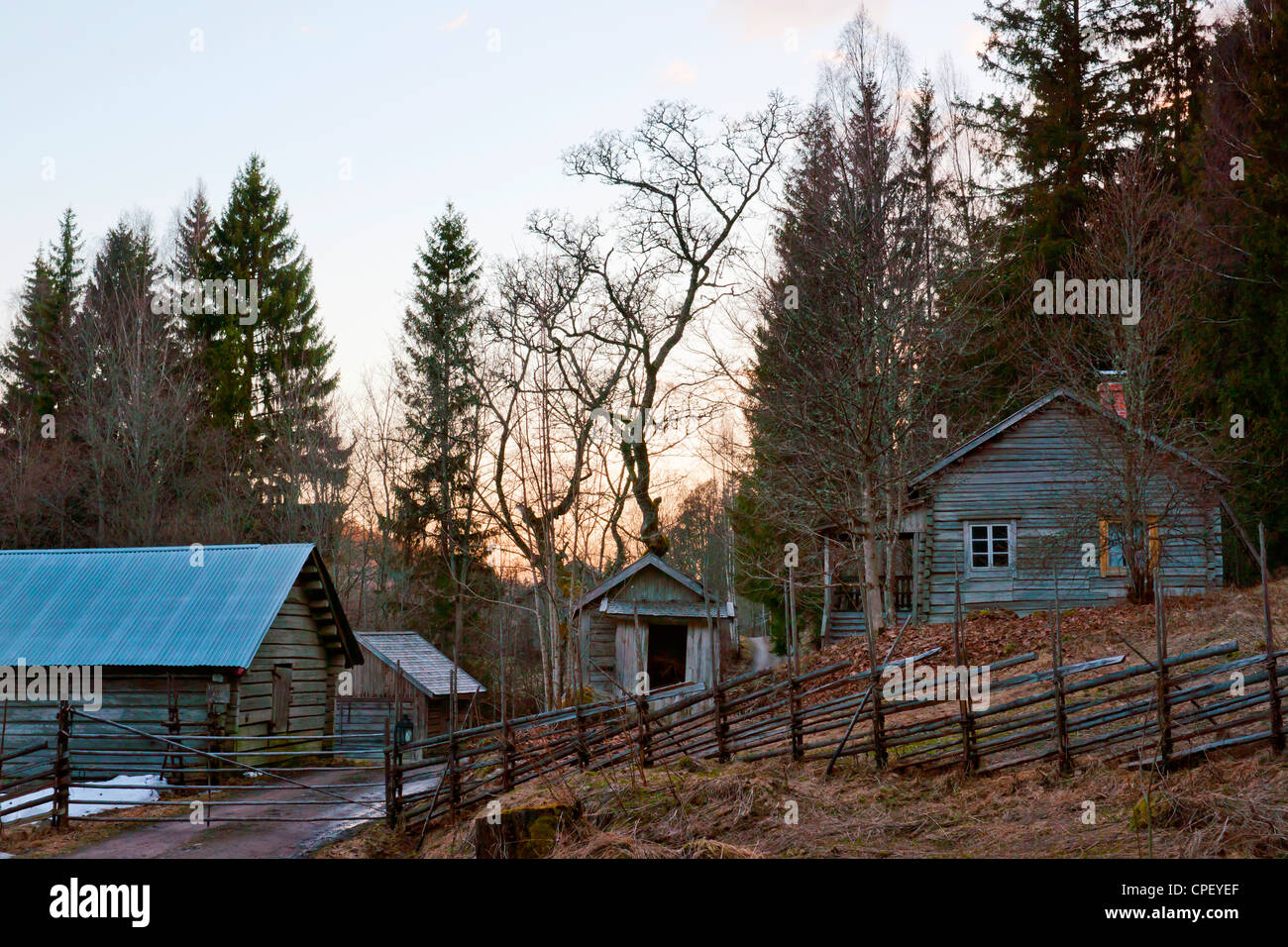 HIstory, log house, Finland, Autumn Stock Photo - Alamy