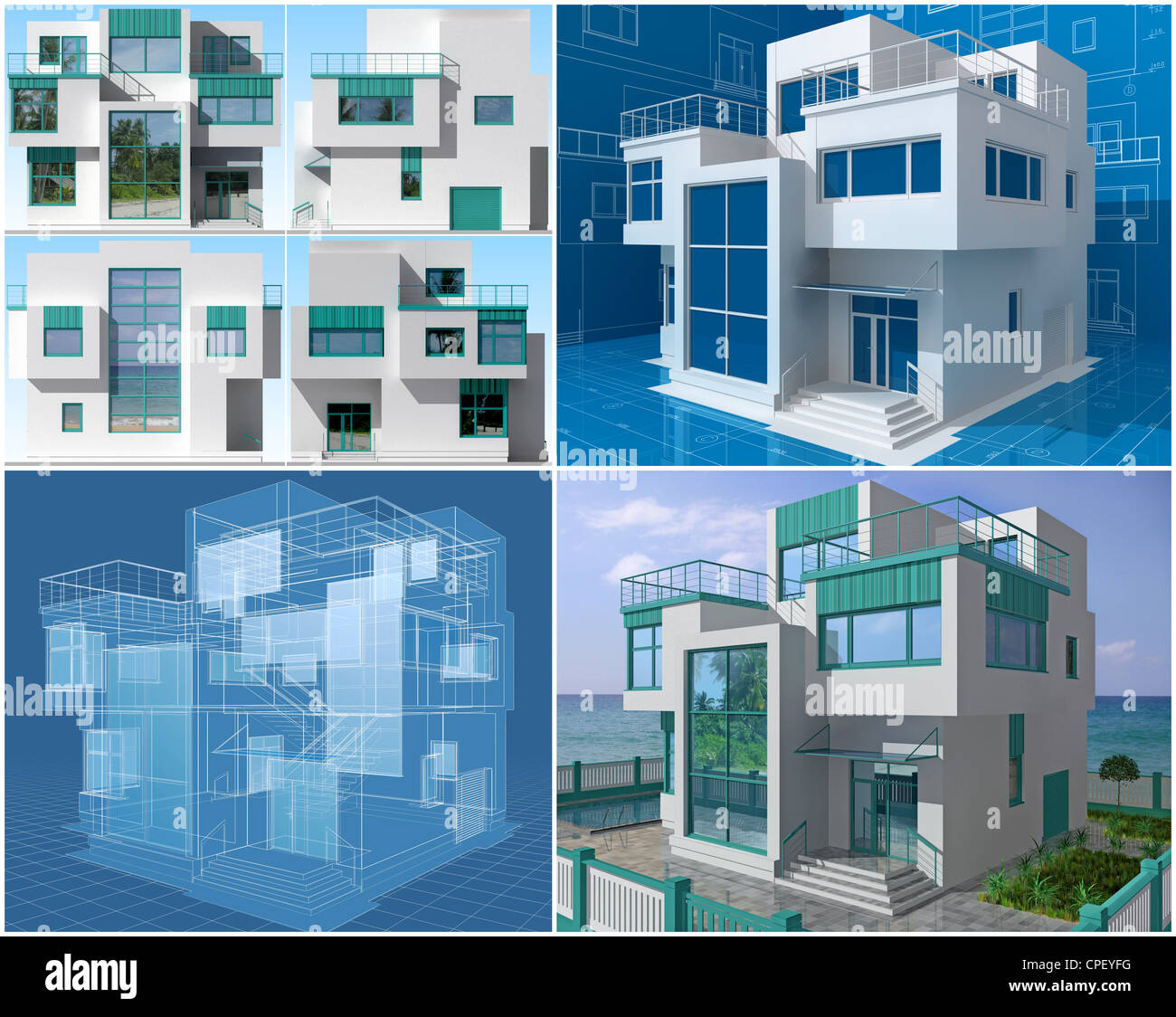 The project of residential house. 3D image Stock Photo - Alamy