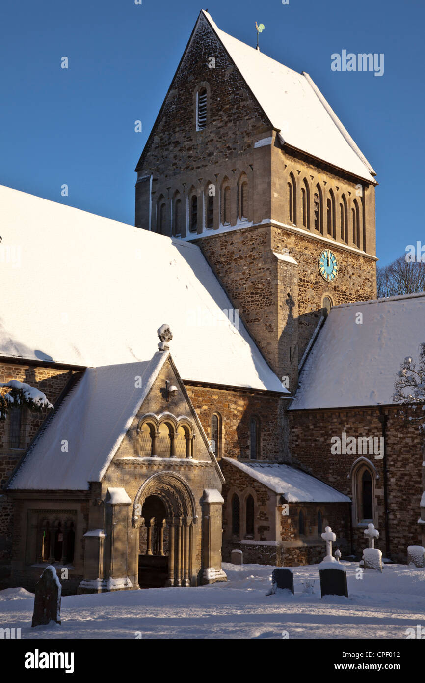 St Lawrence Church, Castle Rising on a clear winter's day Stock Photo ...