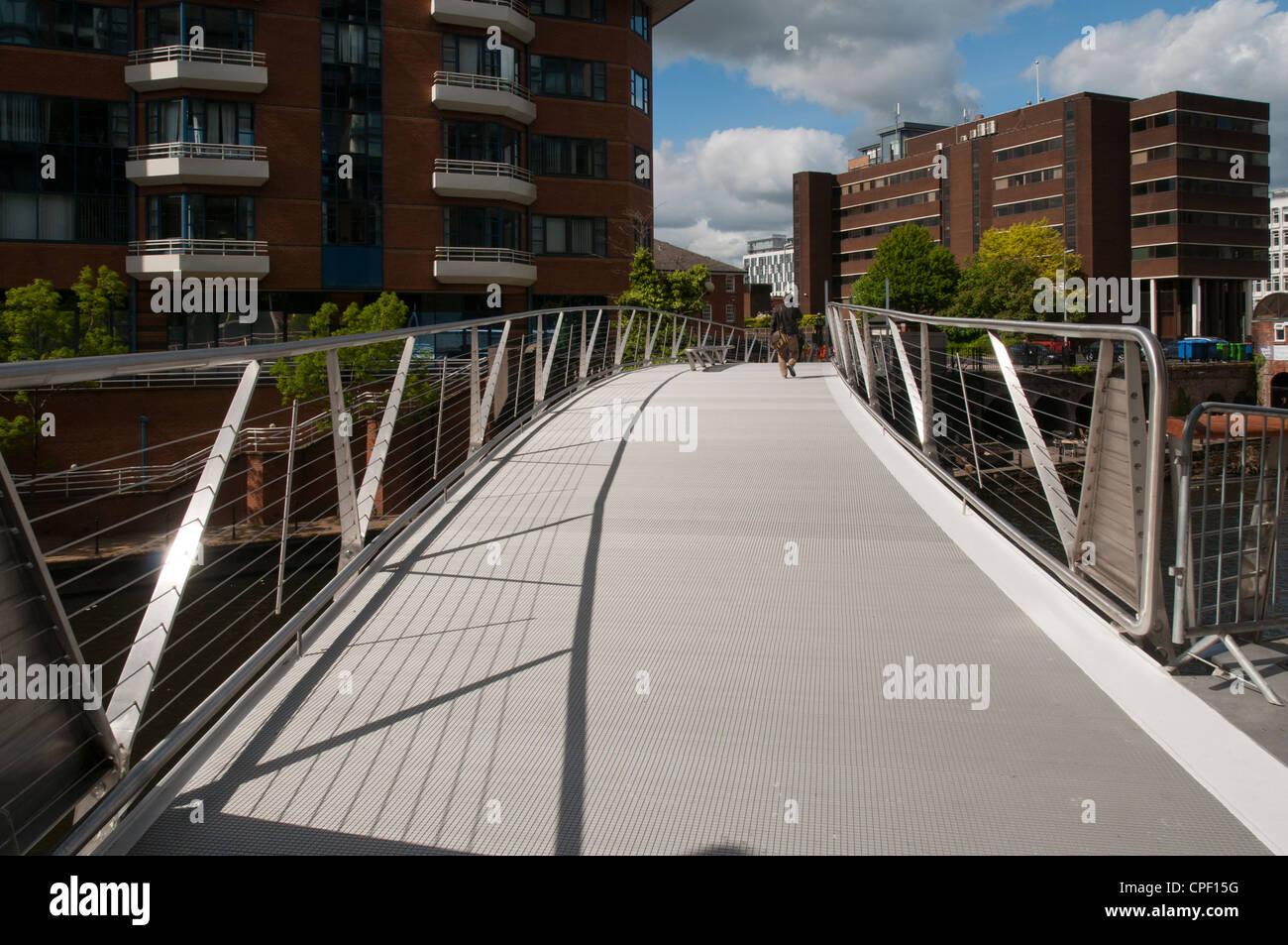 The Spinningfields footbridge over the river Irwell, between Manchester ...