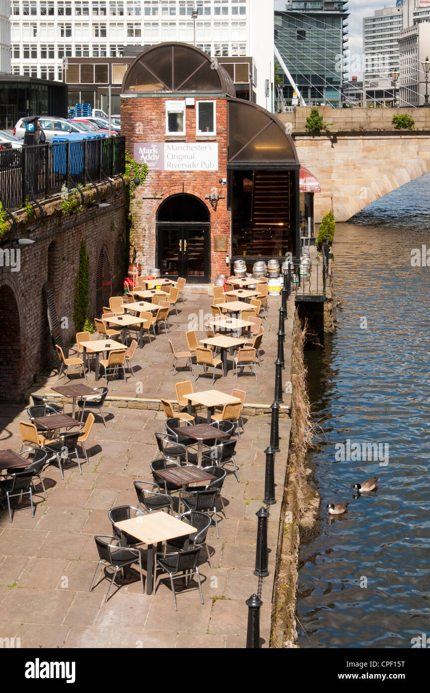 The Mark Addy pub, by the river Irwell, Salford, Manchester, England ...
