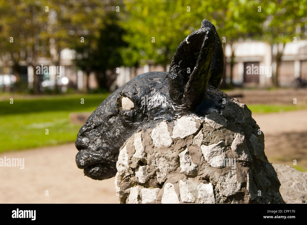 'Sheep', a sculpture by Ted Roocroft, 1986. Castlefield, Manchester ...