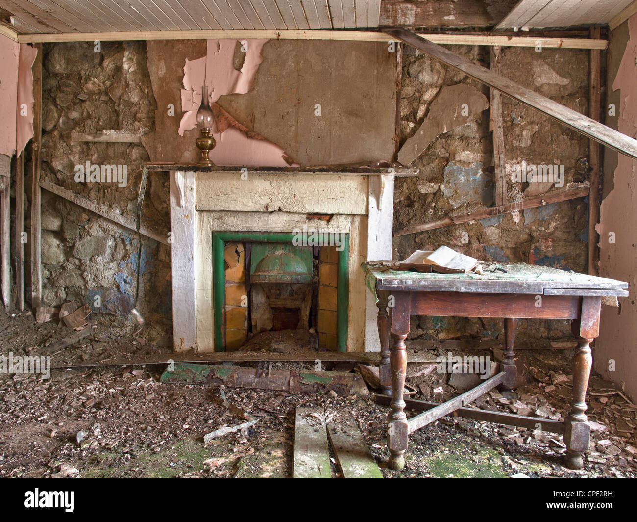Living Room of Abandoned Croft House, Isle of Lewis, Scotland Stock ...