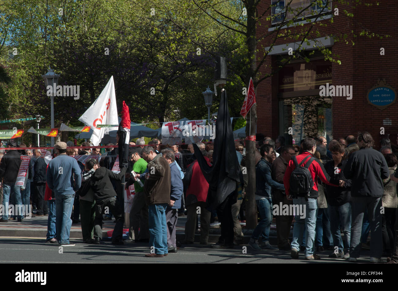 Labour Day Bilbao Spain Peaceful demonstrations through city centre ...