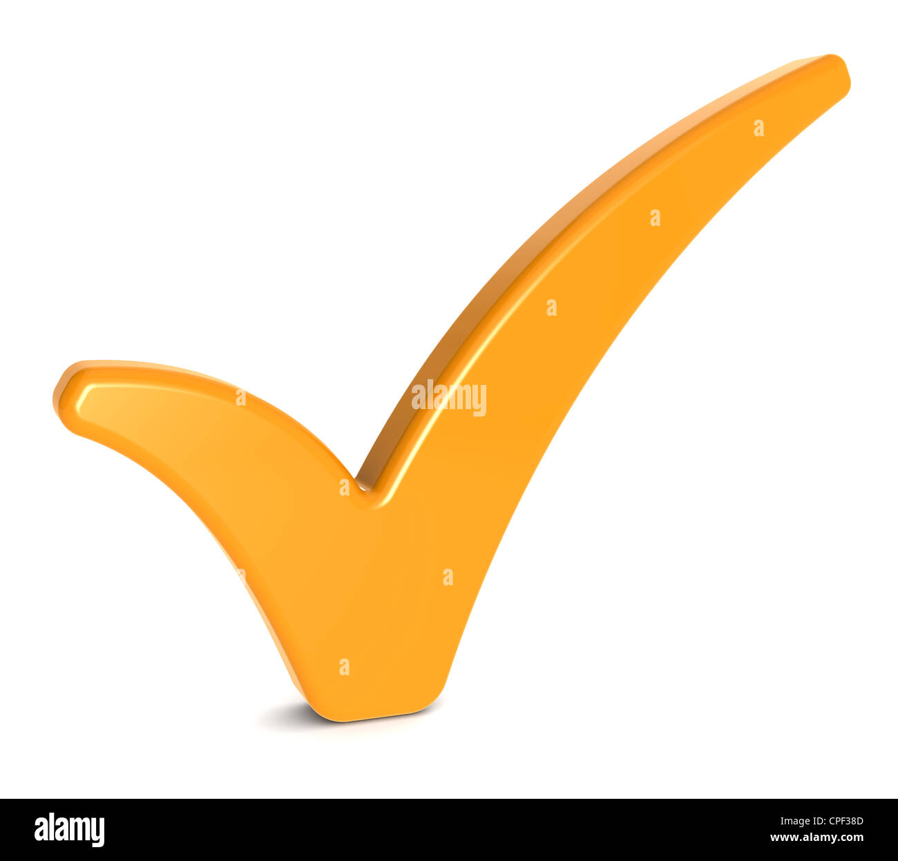 Orange Check Mark on Whitee background Stock Photo - Alamy