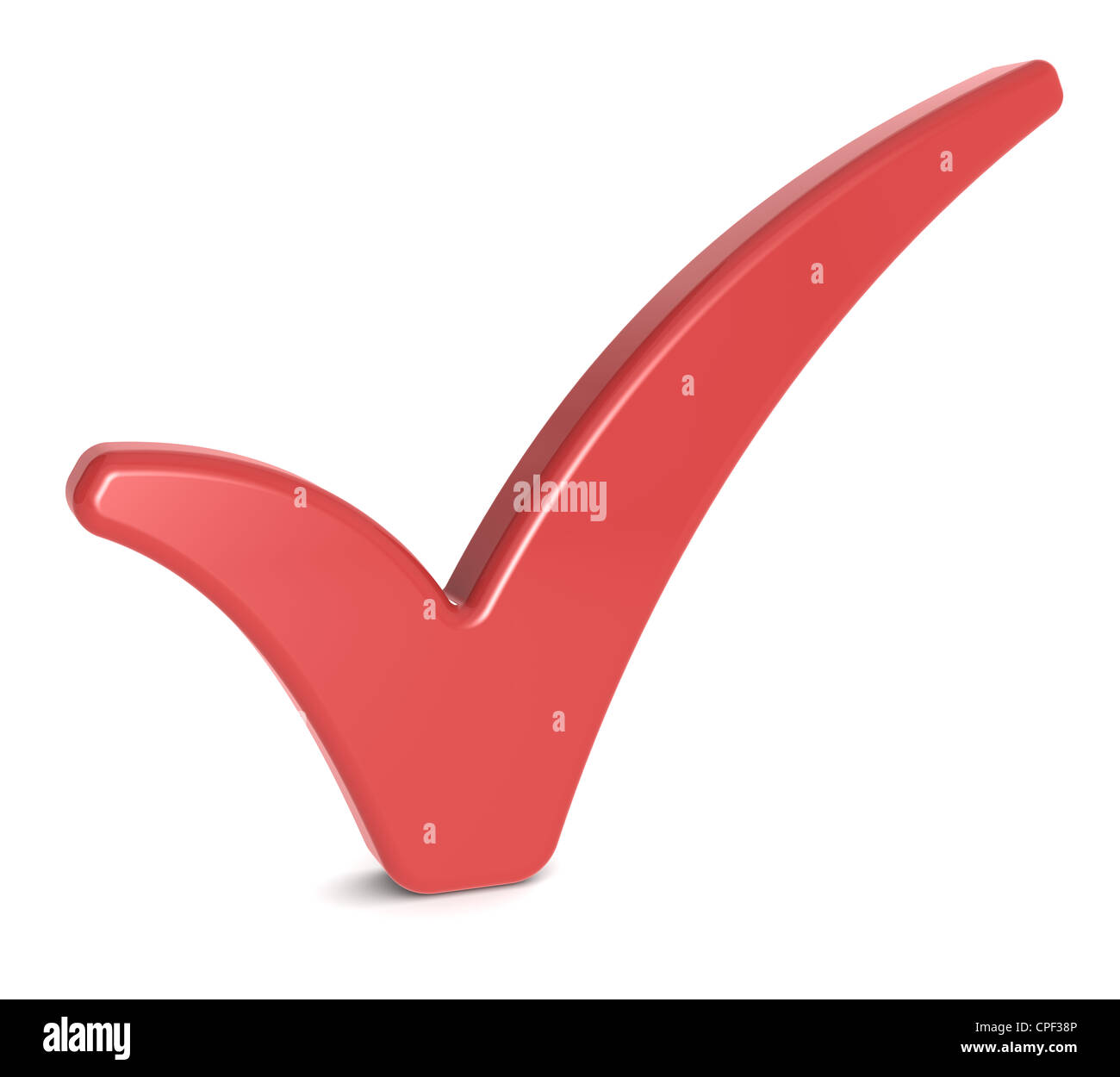 Red Check Mark on Whitee background Stock Photo - Alamy