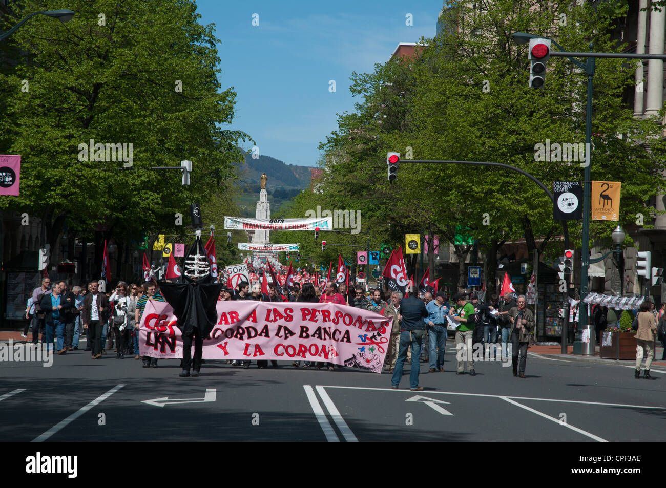 Labour Day Bilbao Spain Peaceful demonstrations through city centre ...