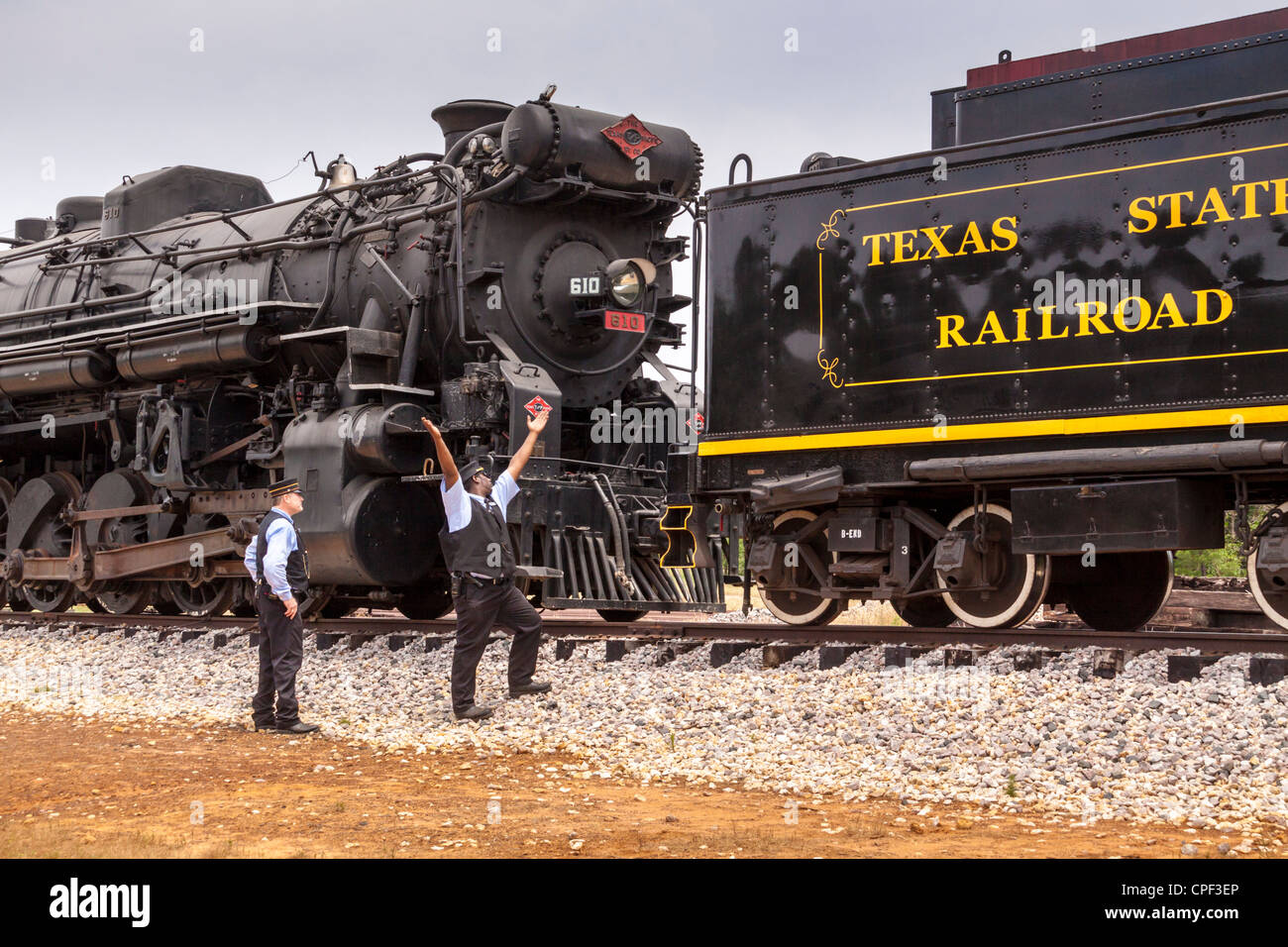 1917 Baldwin steam engine locomotive 300 pushing larger 1927 "T&P" 610 ...