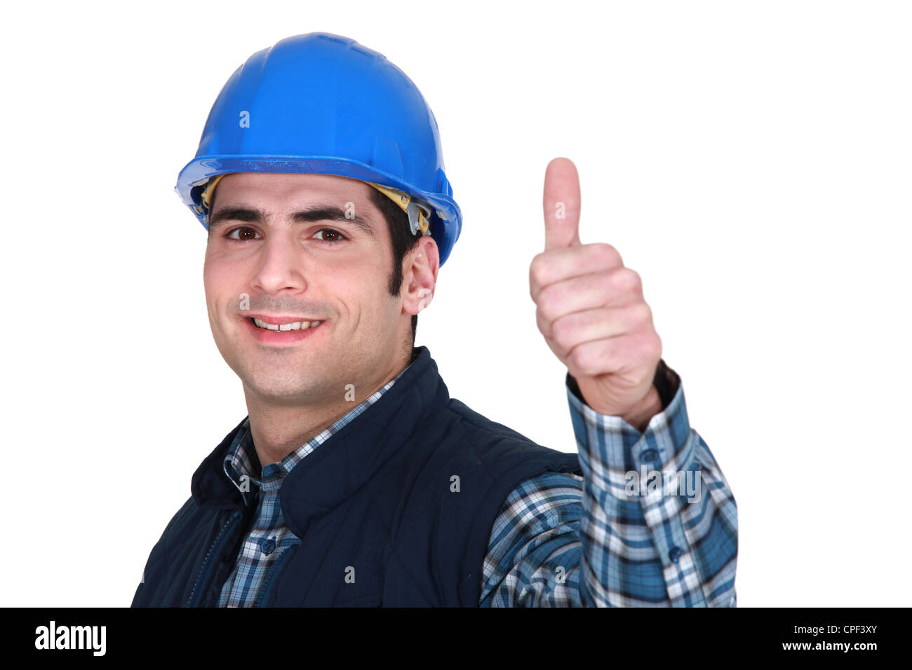 worker doing thumbs up Stock Photo - Alamy