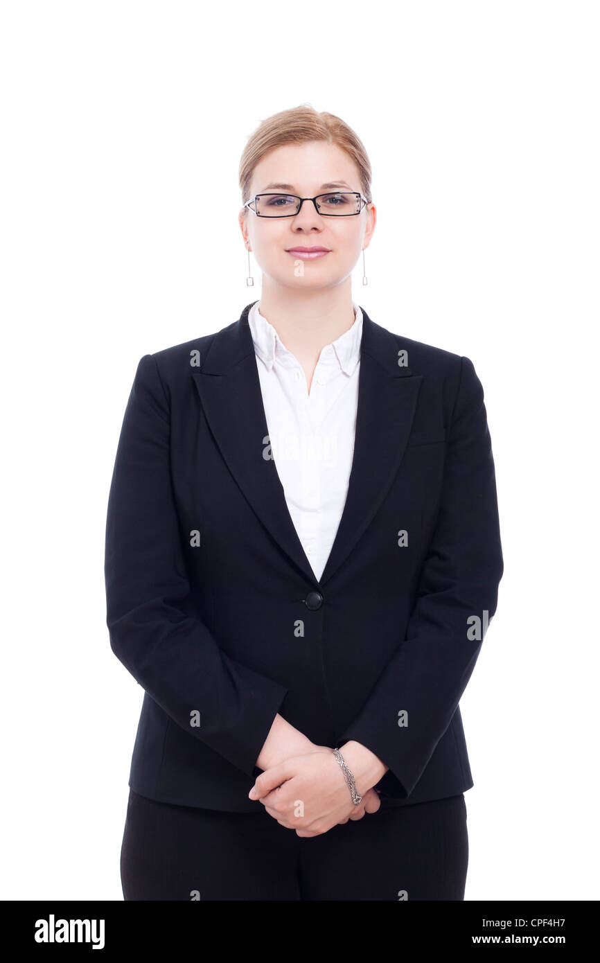Portrait of young confident businesswoman, isolated on white background ...