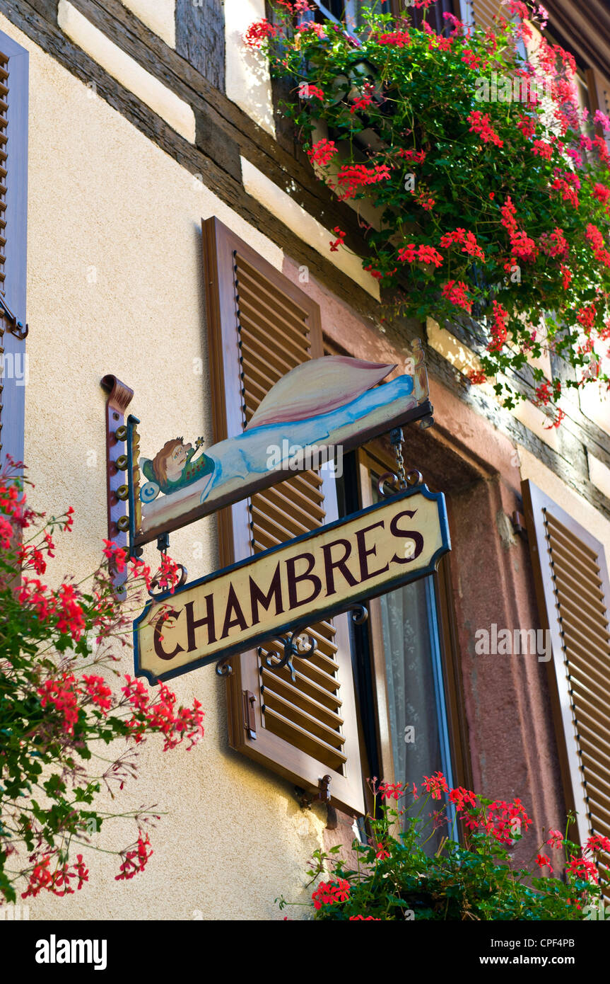 GITE FRANCE B&B Typical rustic French B+B Gite 'Chambres' sign with ...