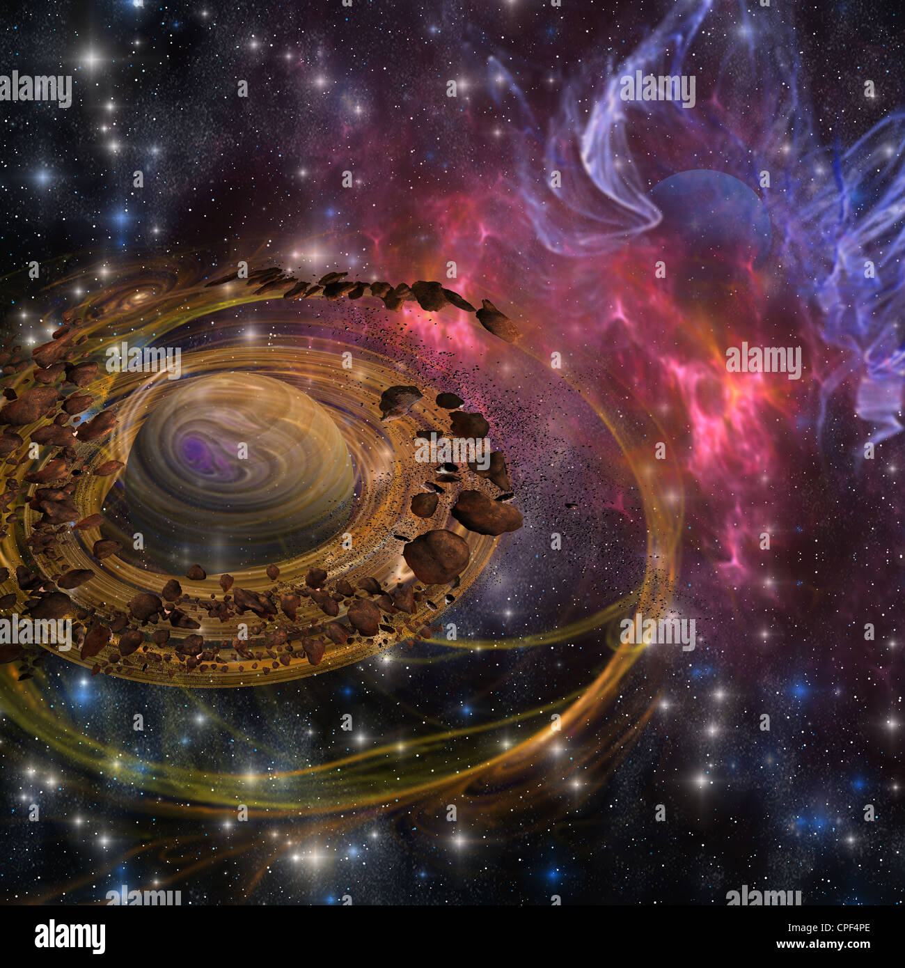 Rocks as big as mountains swirl around and form a planet in the cosmos ...