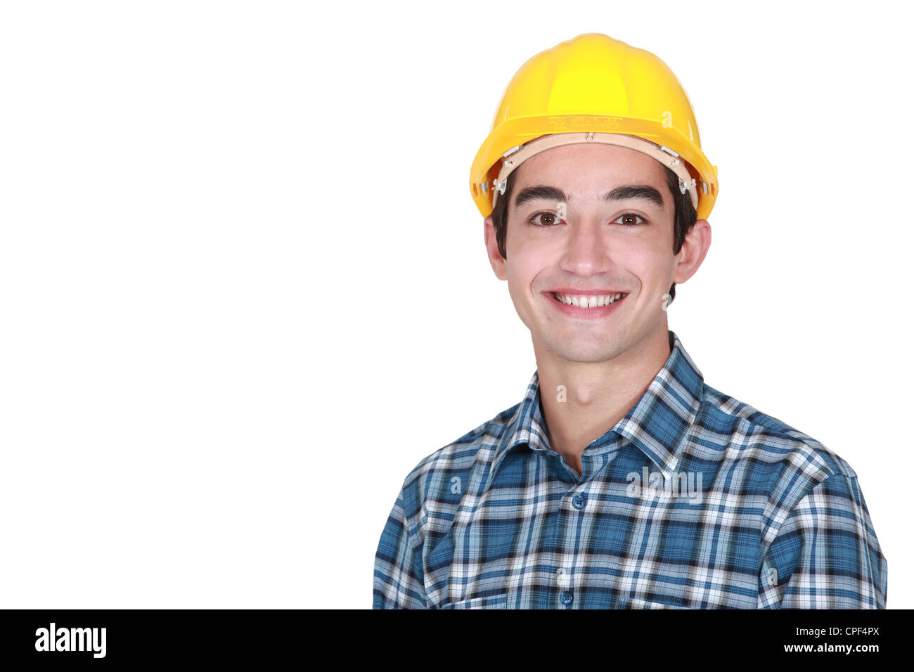 Cheerful young construction worker Stock Photo - Alamy