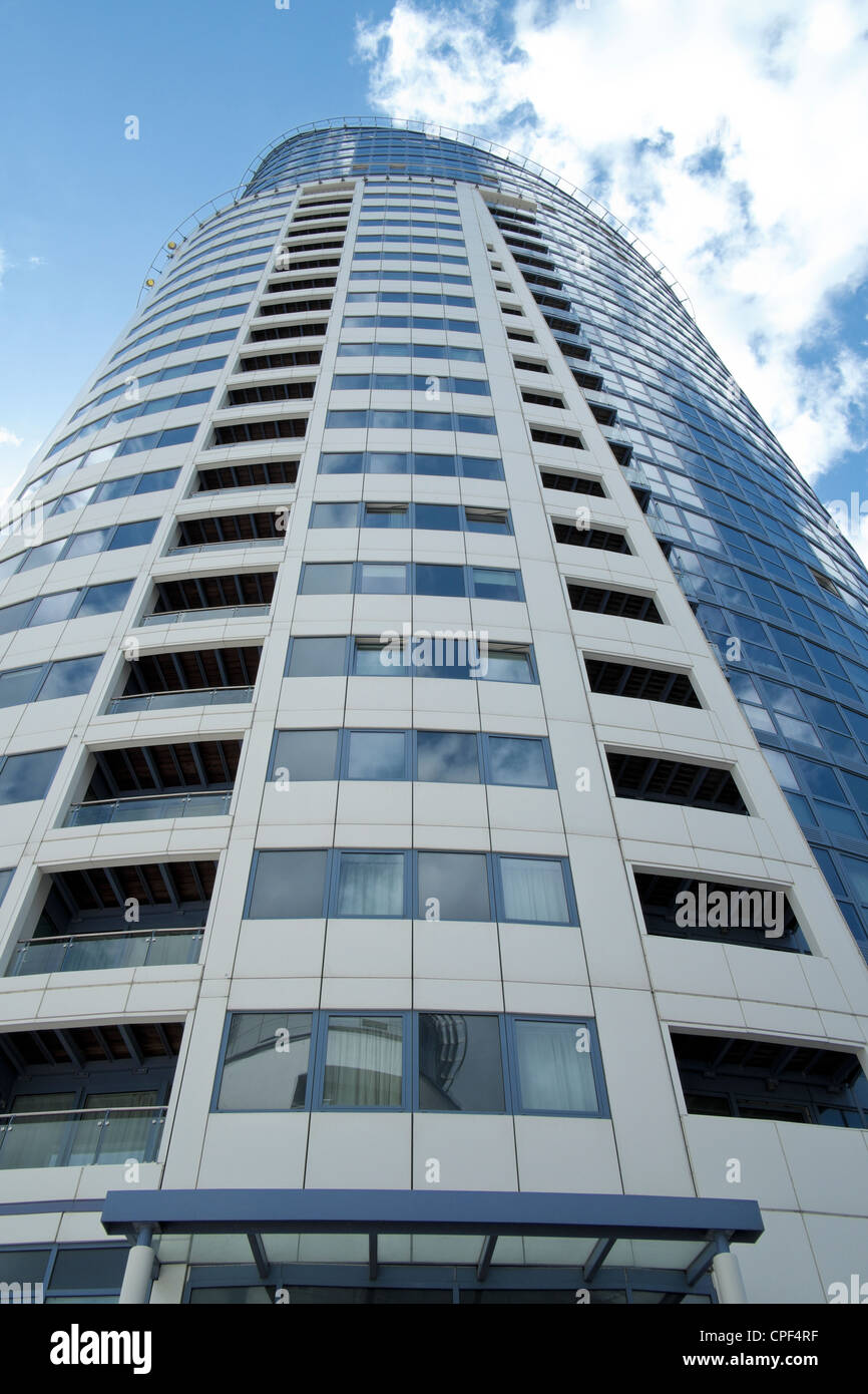 Looking up at a high rise modern office block Stock Photo - Alamy