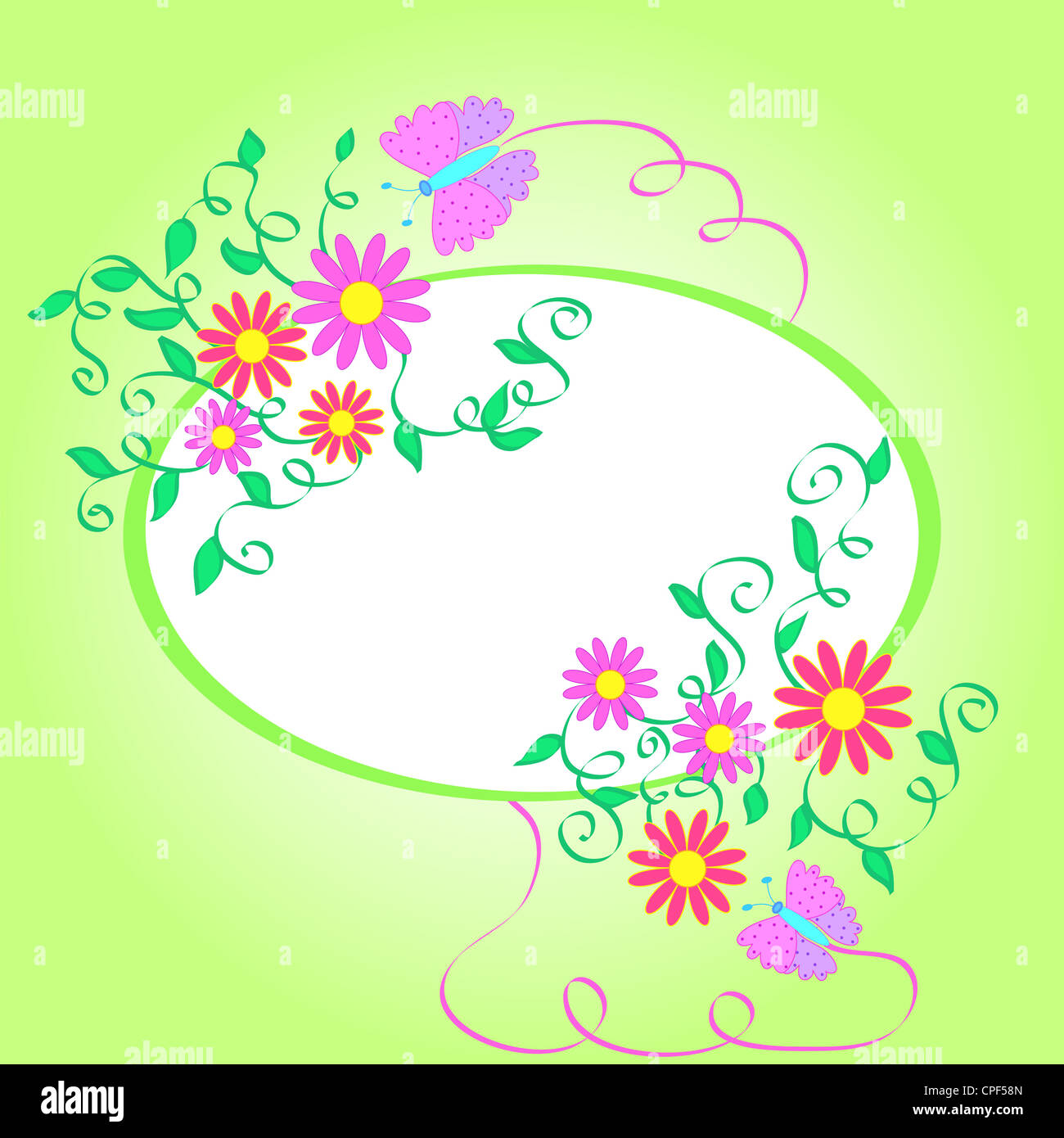 Colorful flowers and butterflies nature frame Stock Photo - Alamy