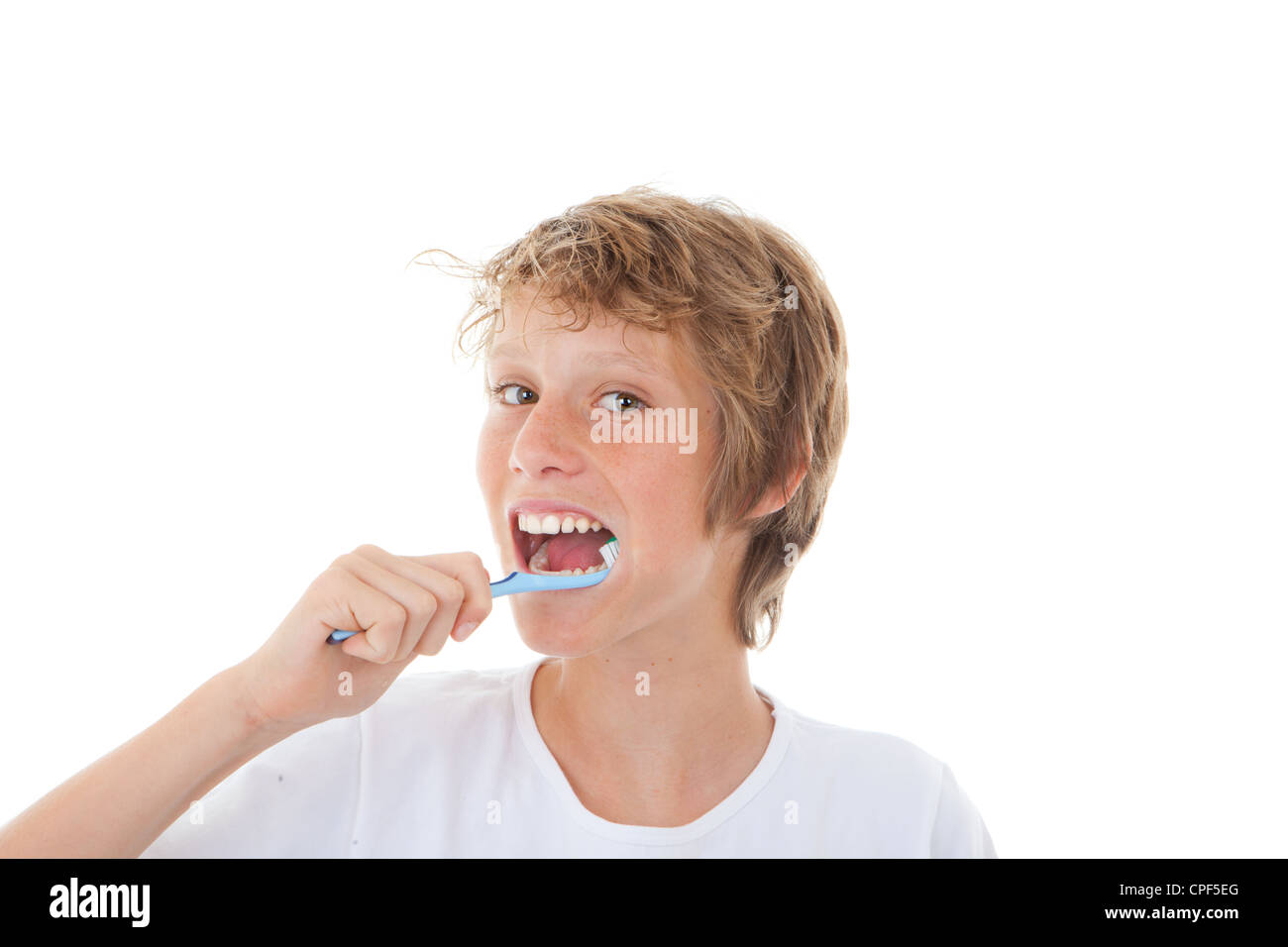 healthy child cleaning teeth with tooth brush Stock Photo - Alamy