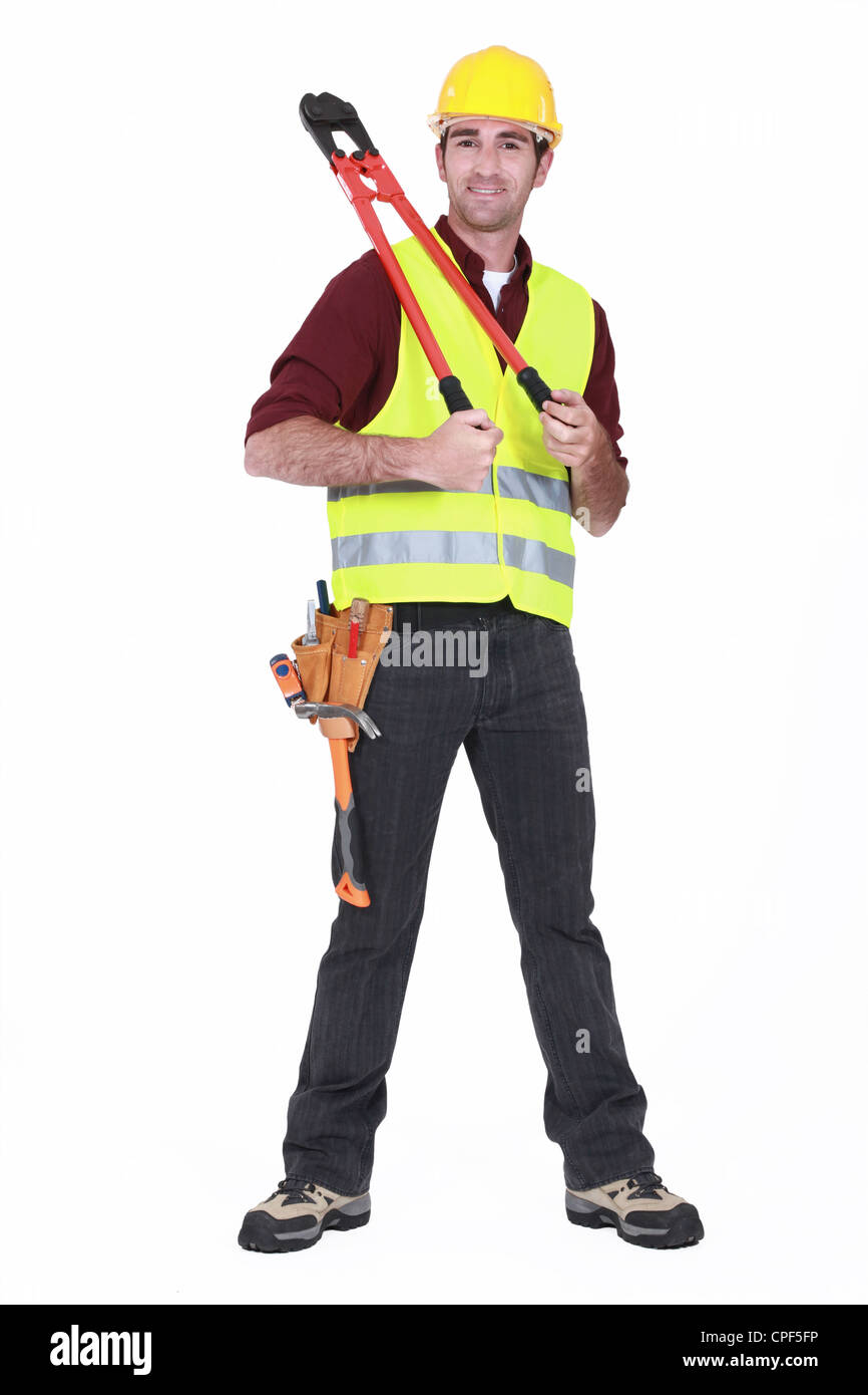 A man wearing a safety helmet Cut Out Stock Images & Pictures - Alamy