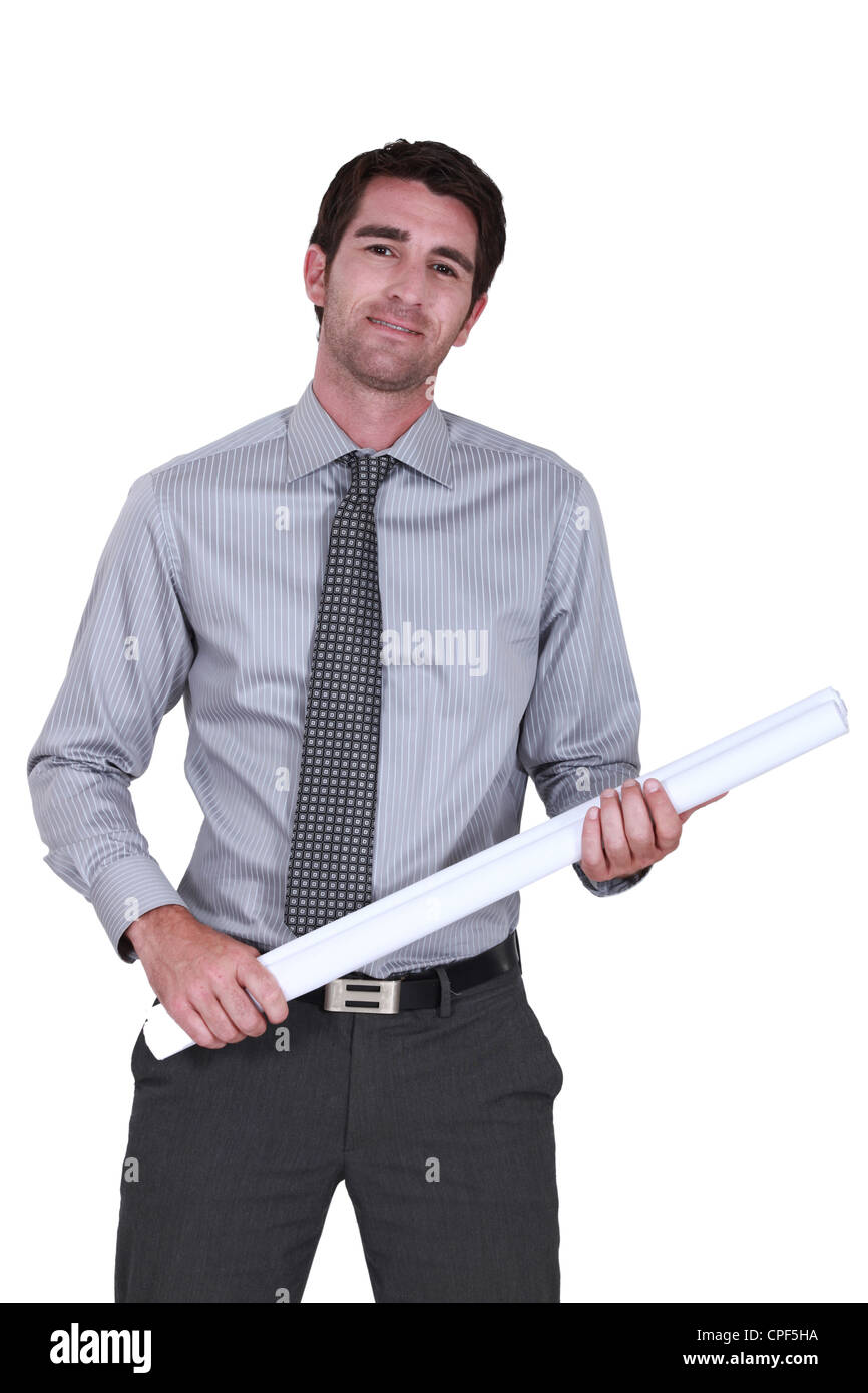 Smart man with plans Stock Photo - Alamy