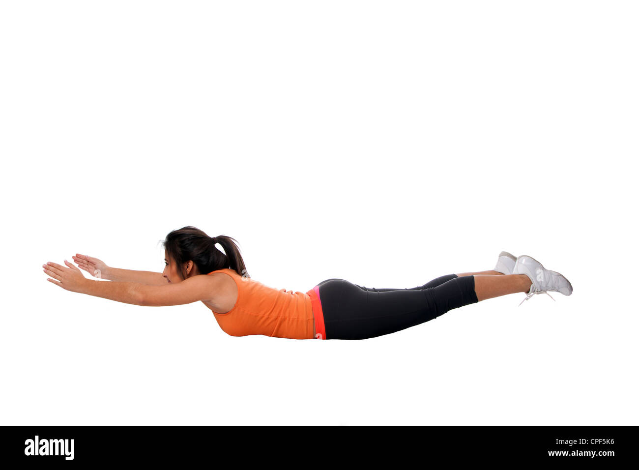 Woman laying back exercise Cut Out Stock Images & Pictures - Alamy