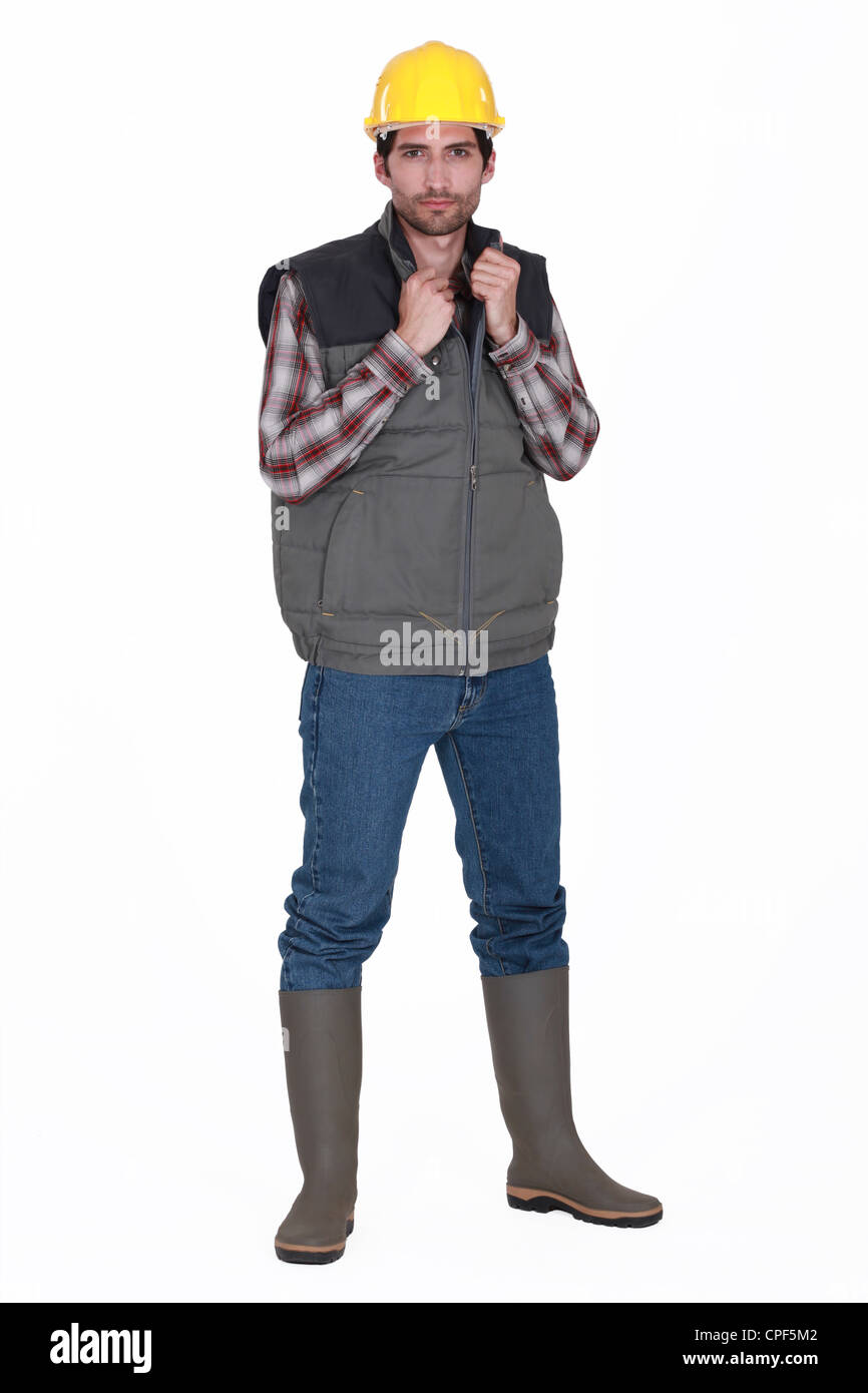 Portrait of a construction worker Stock Photo - Alamy