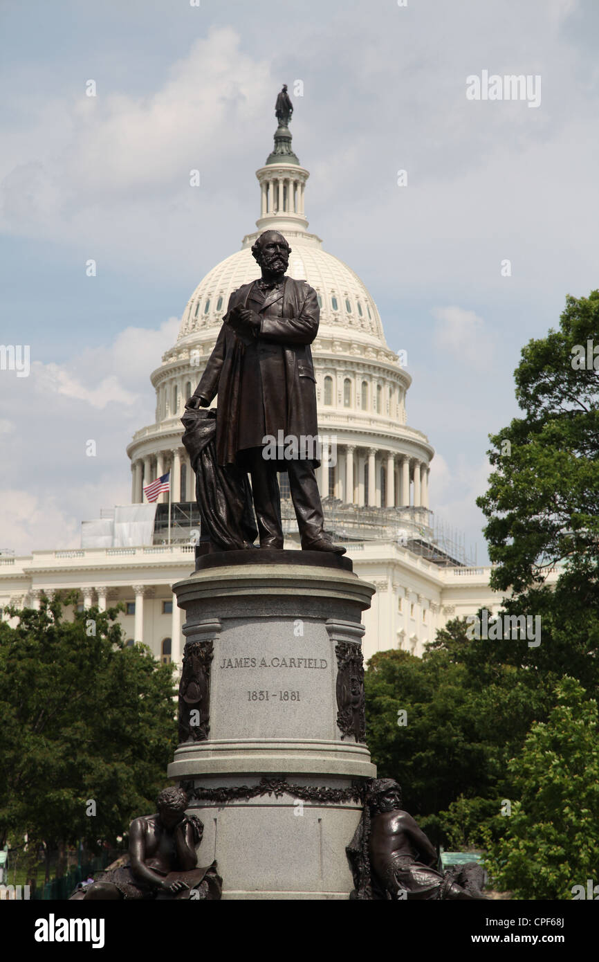 Bronze statue of James A. Garfield outside the United States Capitol in ...