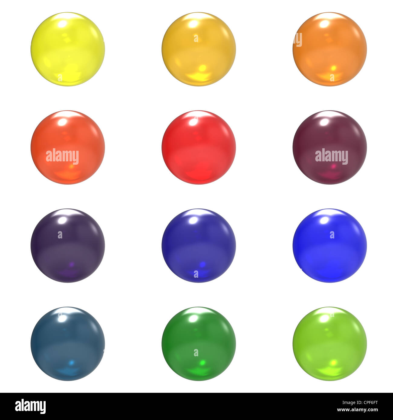 Glass different color balls group isolated on white background Stock ...