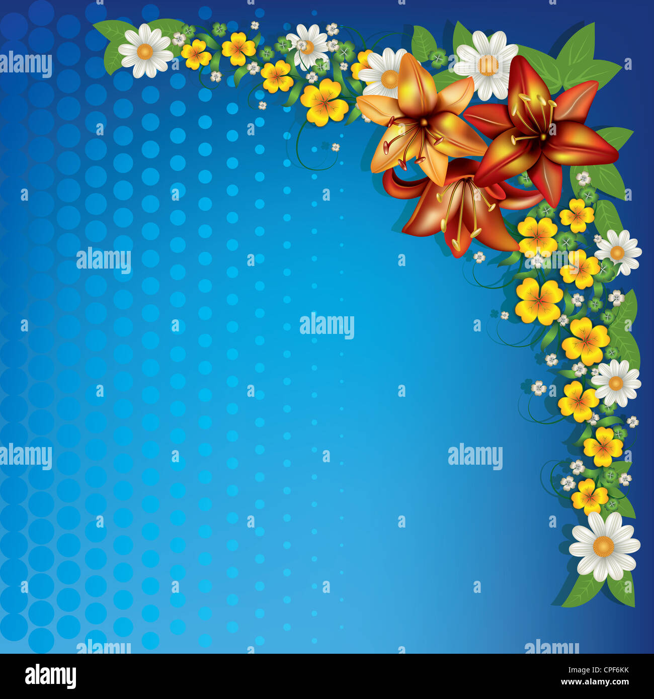 abstract blue floral background with spring flowers Stock Photo - Alamy