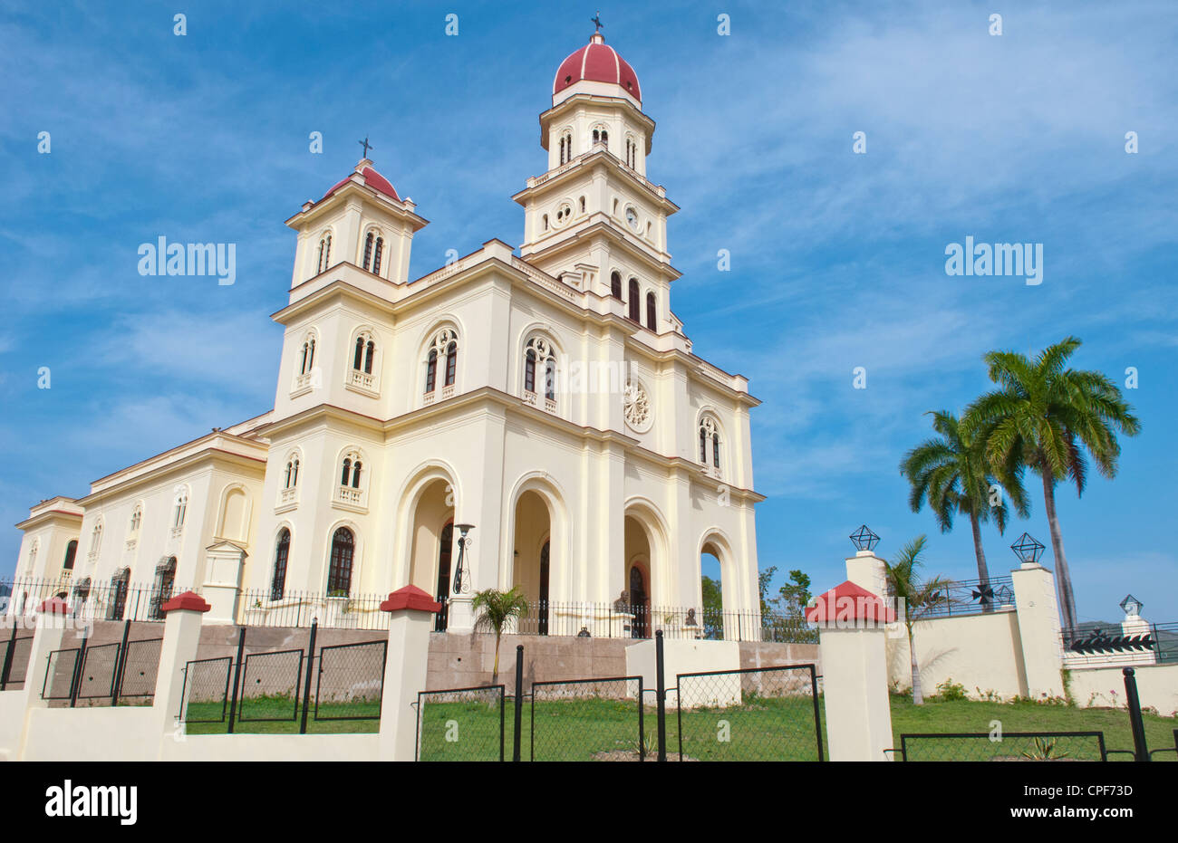 Santiago Cuba famous church called Basilica El Cabre with steeple and ...