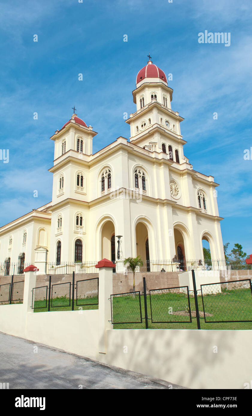 Santiago Cuba famous church called Basilica El Cabre with steeple and ...