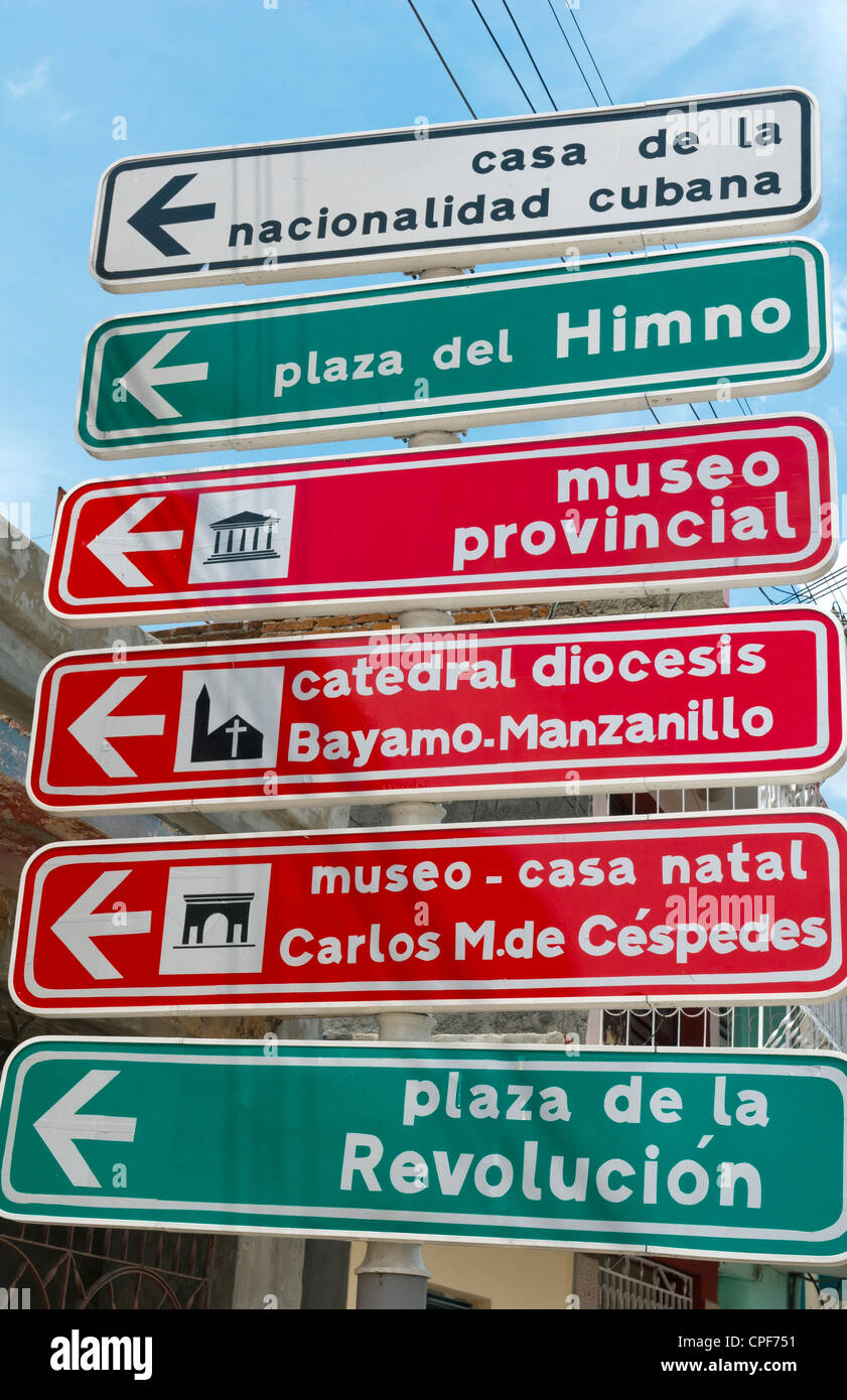 Bayamo Cuba second oldest Cuban city road sign giving directions to ...