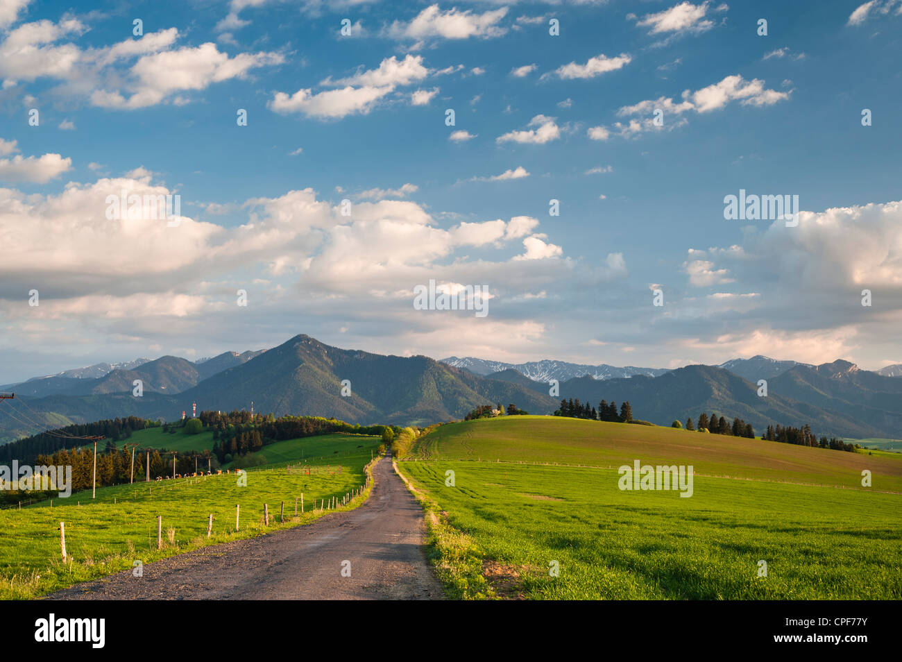 Landscape trees field clouds mountains hi-res stock photography and ...