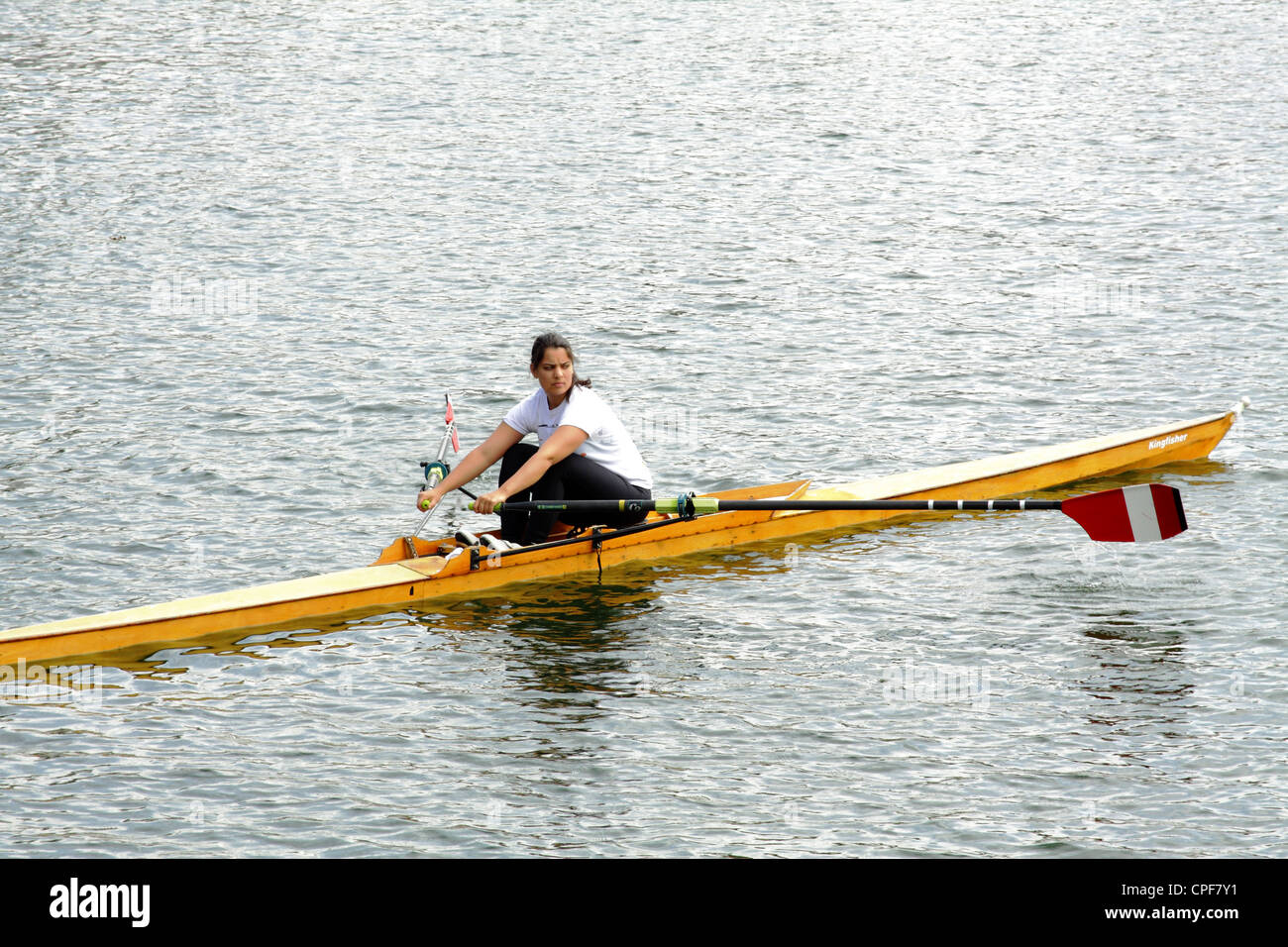 Girl Rowing Boat Stock Photo - Alamy