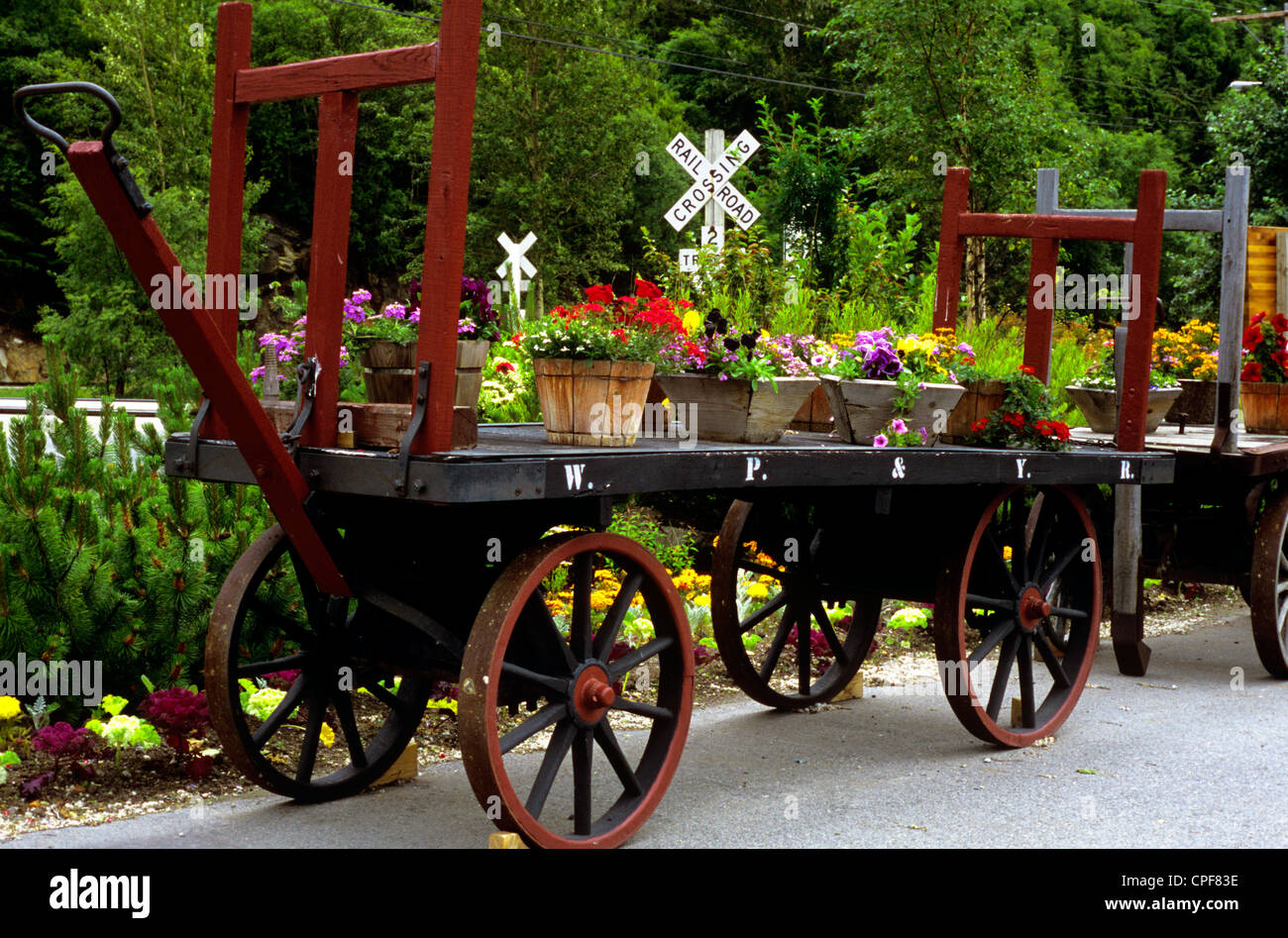 Railroad Cart with Flowers Stock Photo - Alamy