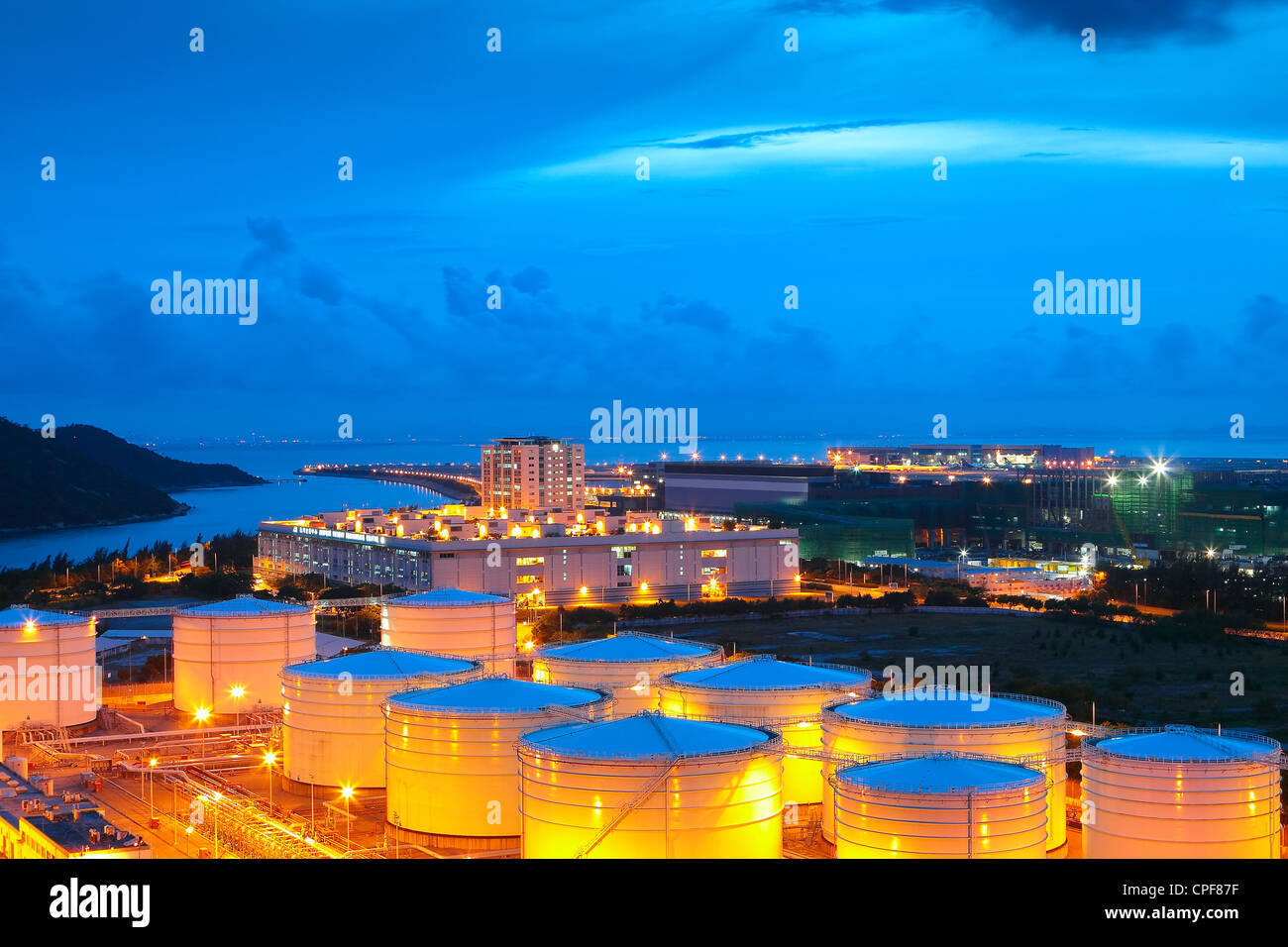 gas tank at night Stock Photo - Alamy