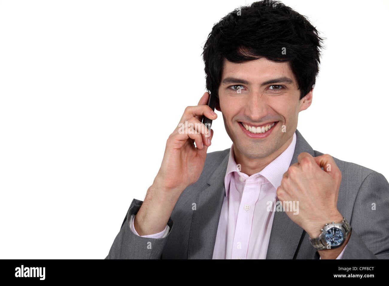 Man receiving good news Stock Photo - Alamy