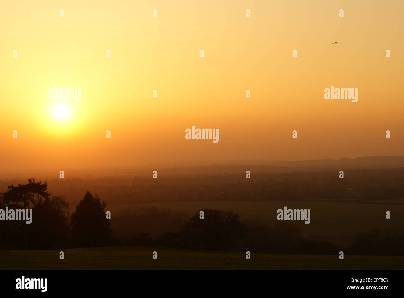By Plain Sunset Stock Photo - Alamy