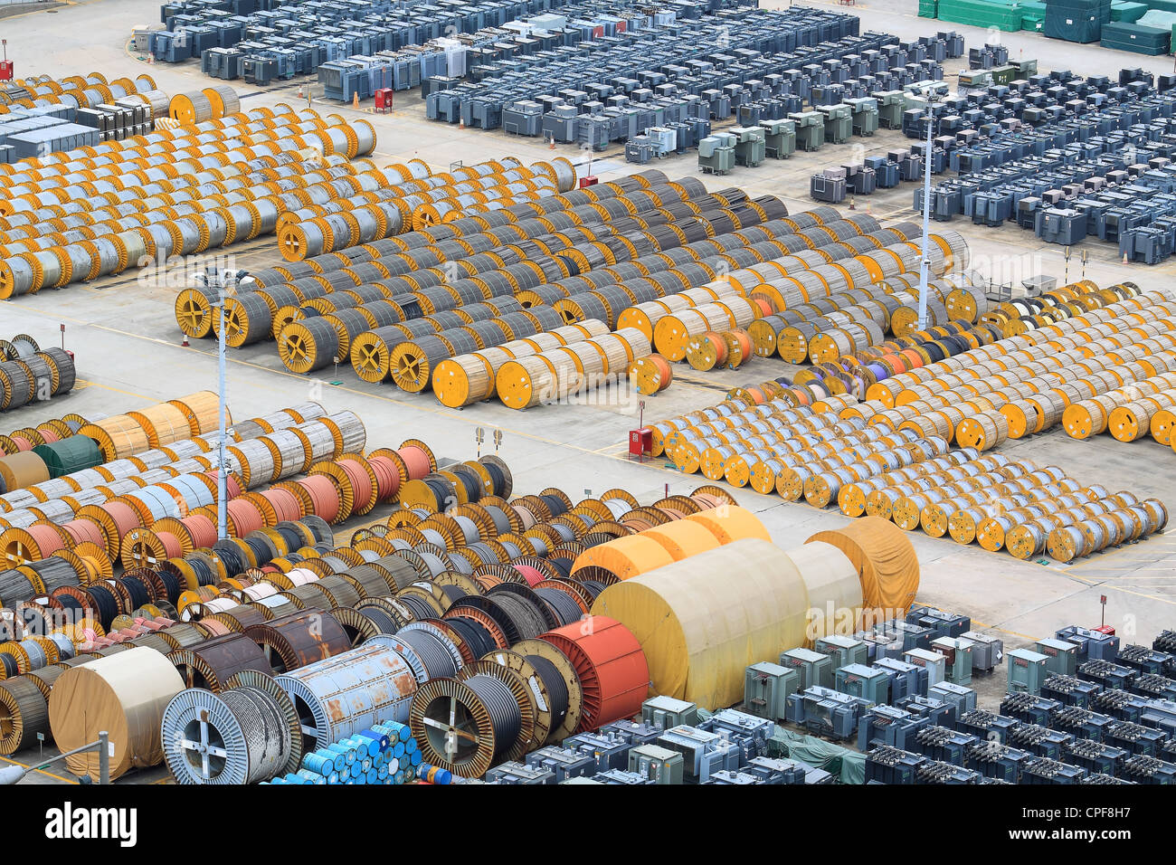 cable roll and transformer on the floor Stock Photo - Alamy