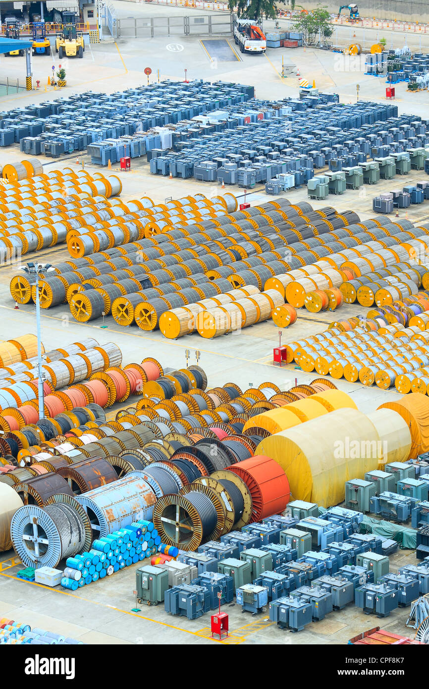 cable roll and transformer on the floor Stock Photo - Alamy