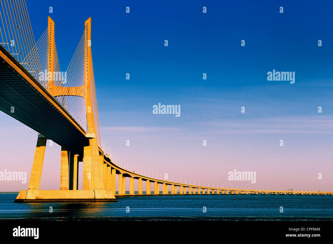 Vasco da Gama bridge is the largest in Europe over the Tagus river ...