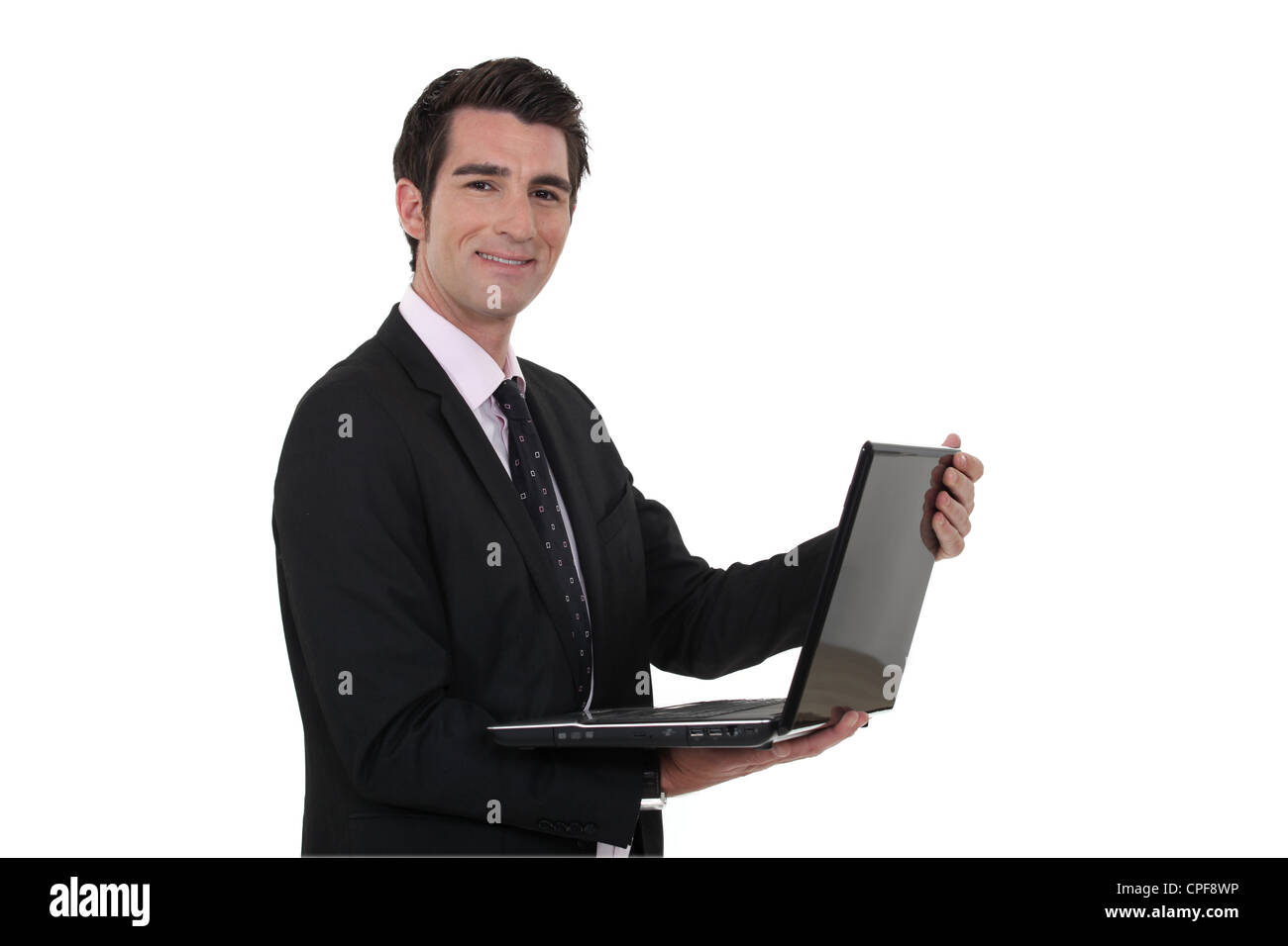 Man with laptop Stock Photo - Alamy