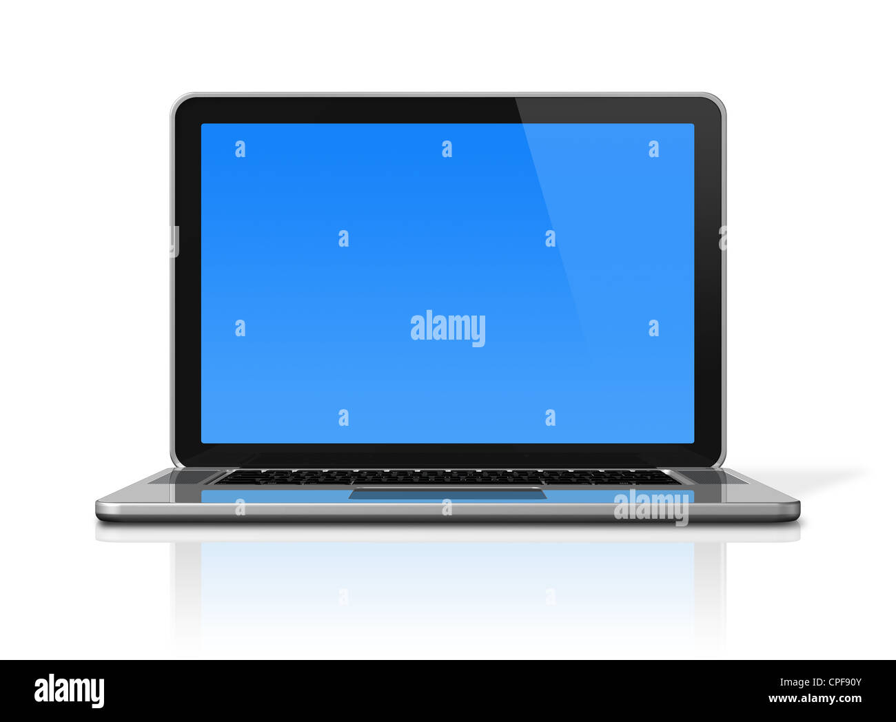 3D laptop computer isolated on white with 2 clipping path : one for ...