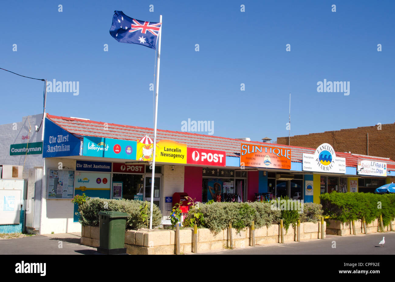 Strip of shops in North Beach town of Watersman Beach in Western ...