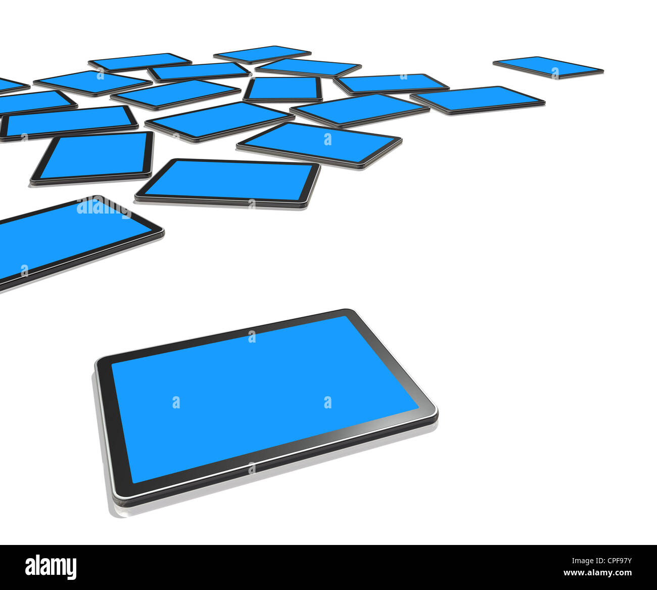 3D televisions, digital tablet PC isolated on white with screen ...