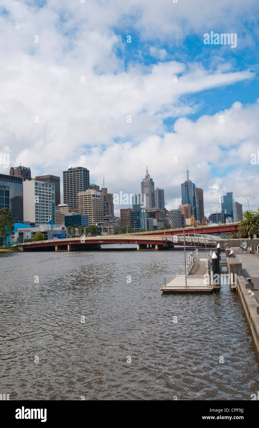 Skyline along Yarra River in Melbourne Victoria Australia Stock Photo ...