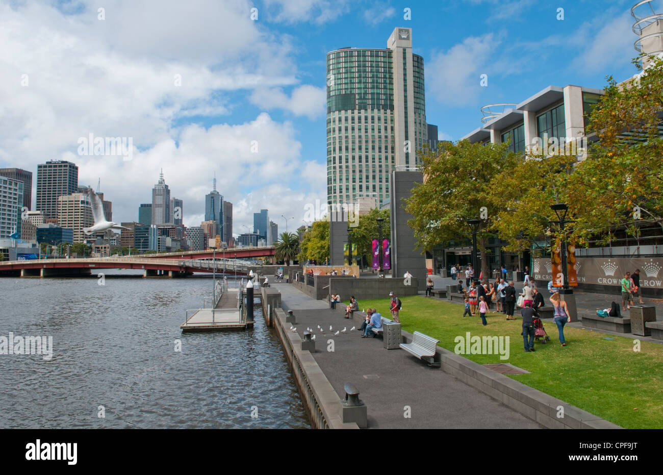 Skyline along Yarra River in Melbourne Victoria Australia Stock Photo ...