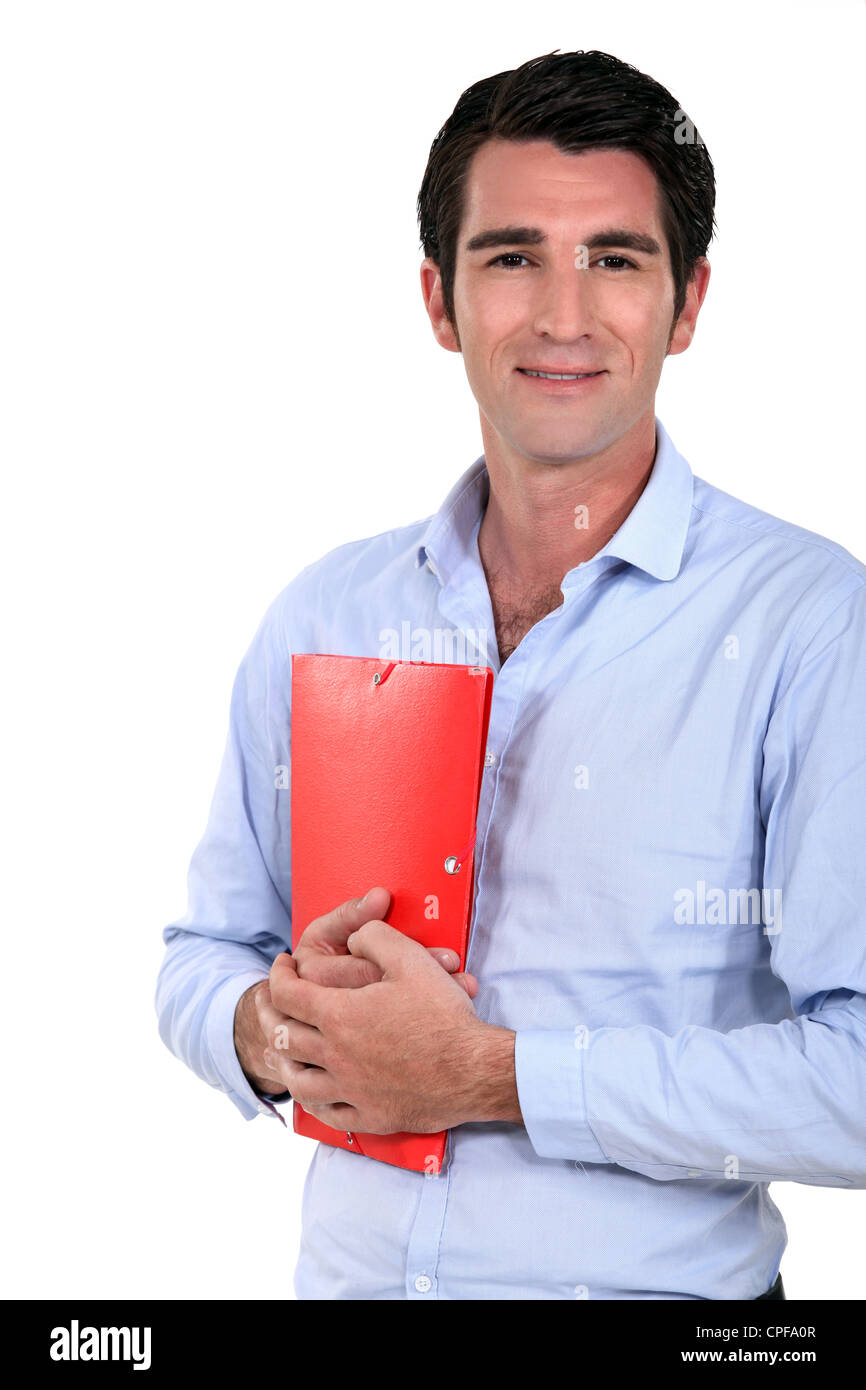 Man holding folder Stock Photo - Alamy