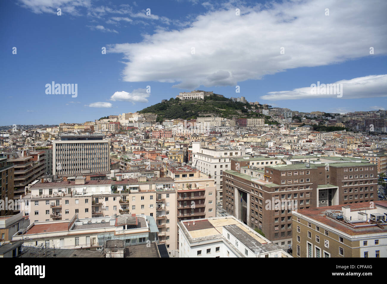 View of Naples town with the Vomero hill and certosa of San Martino and ...